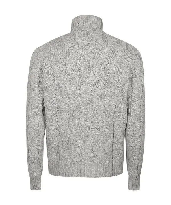 DRUMOHR Cashmere Sweater With High Neck And Ribbed Details - Gray