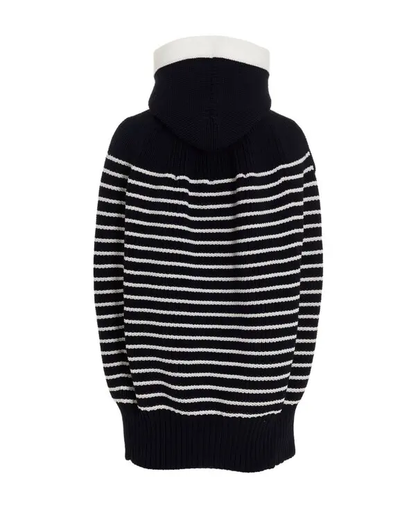 Sacai Striped Hooded Knitted Sweater