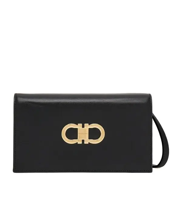 FERRAGAMO Double Gancini Mini Shoulder Bag - Black