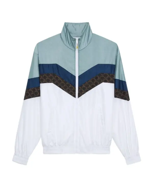 Celine Windbreaker With Monogram In Nylon - Optical White