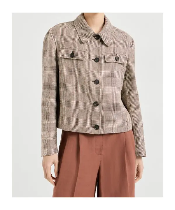 Brunello Cucinelli Prince Of Wales Plaid Blazer - Nude