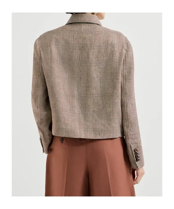 Brunello Cucinelli Prince Of Wales Plaid Blazer - Nude