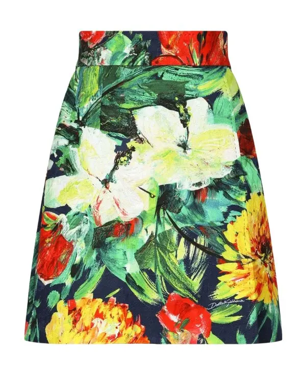 Dolce & Gabbana Floral Print Mini Skirt - Green