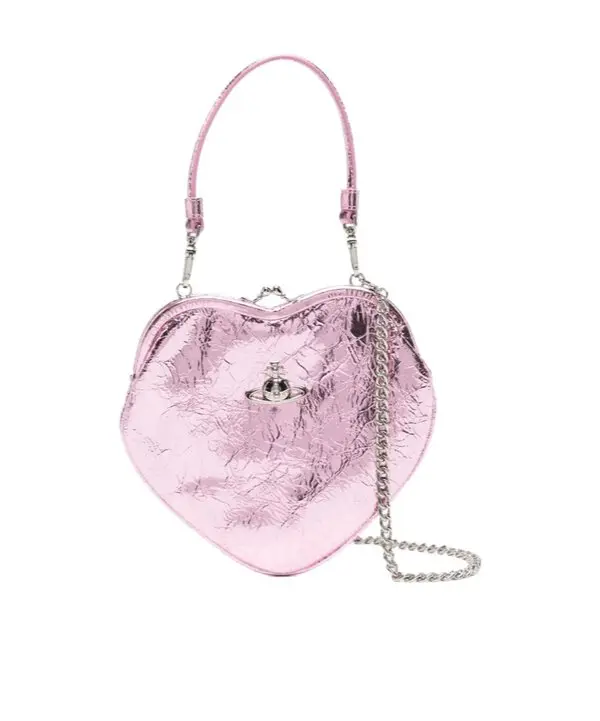 VIVIENNE WESTWOOD Heart-shaped Metallic Clutch - Pink