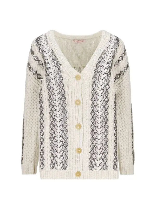 Valentino Garavani Sequin Embellished V-neck Button-up Cardigan