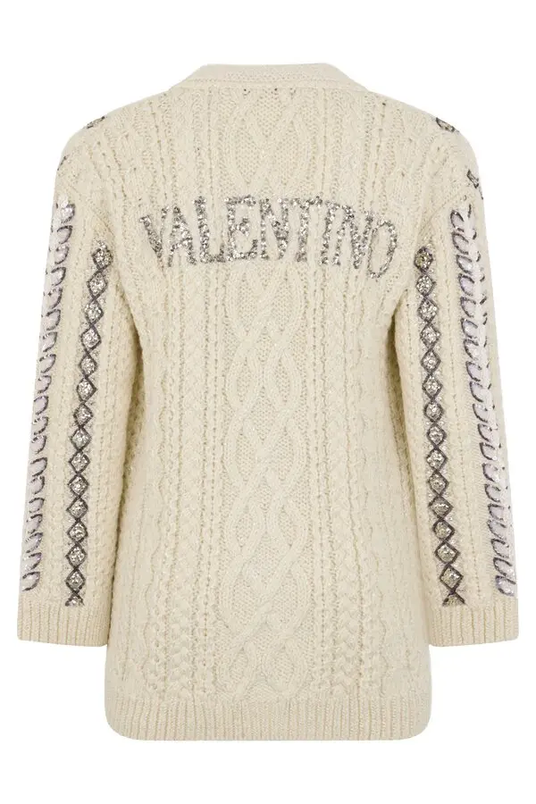 Valentino Garavani Sequin Embellished V-neck Button-up Cardigan