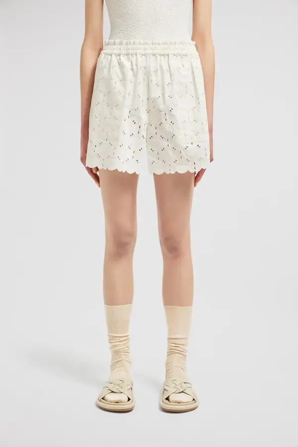 Moncler Broderie Anglaise Shorts - White