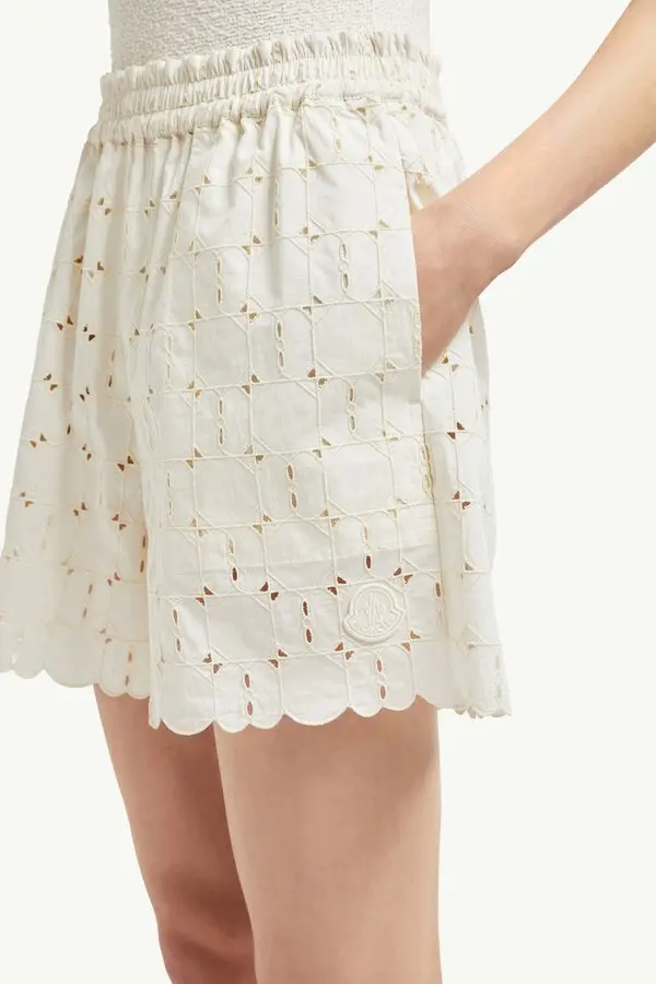 Moncler Broderie Anglaise Shorts - White