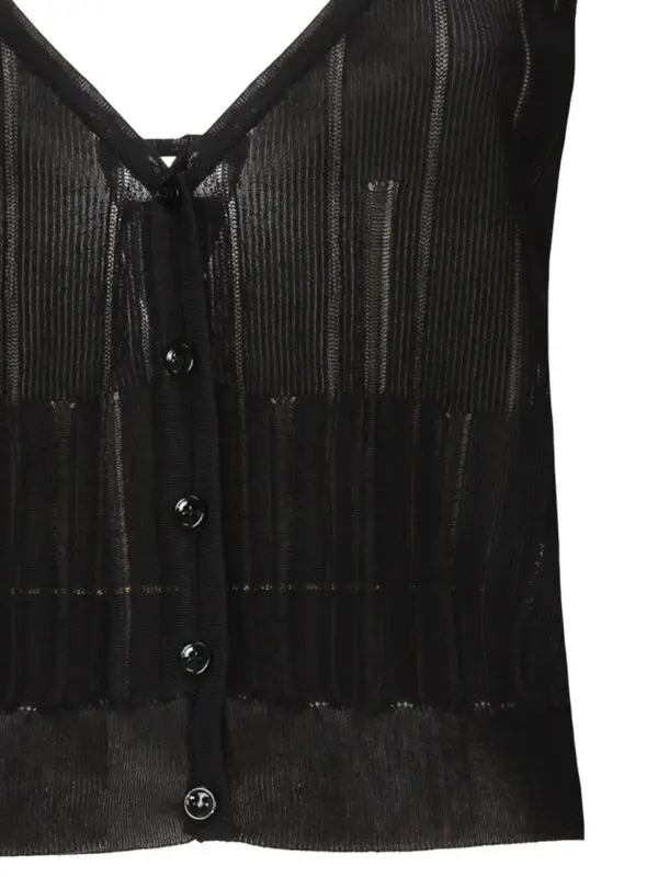 Saint Laurent Striped V-neck Knitted Tank Top