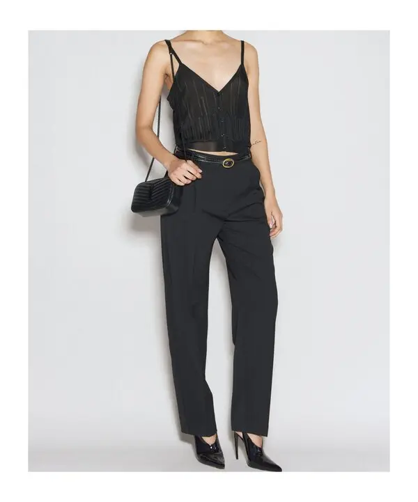 Saint Laurent Striped V-neck Knitted Tank Top