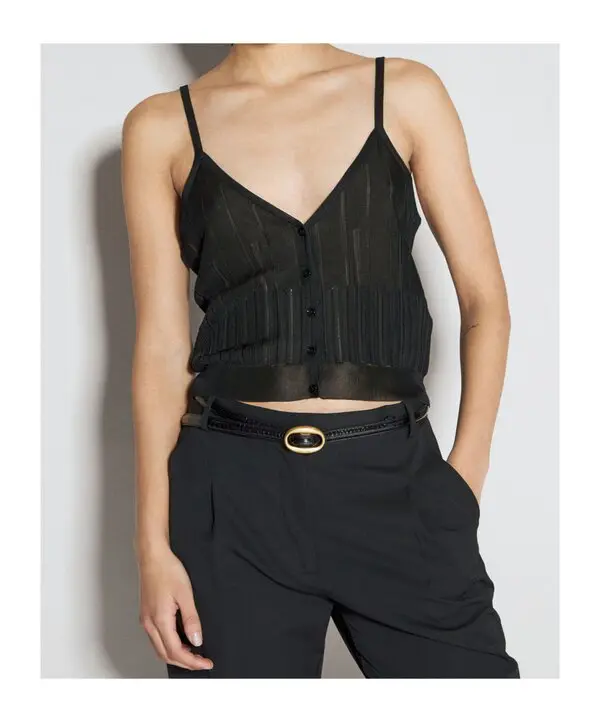 Saint Laurent Striped V-neck Knitted Tank Top