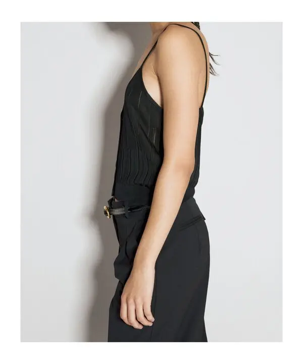 Saint Laurent Striped V-neck Knitted Tank Top