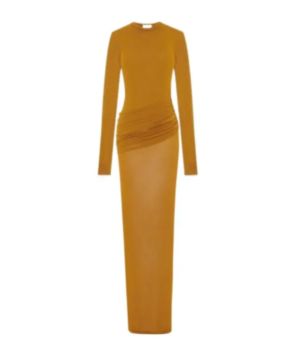 Saint Laurent Long Draped Dress - Fennel