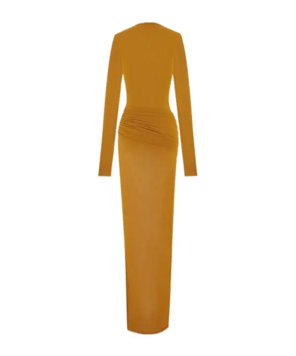 Saint Laurent Long Sleeve Draped Maxi Dress