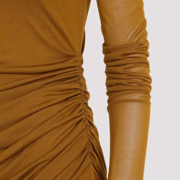 Saint Laurent Long Sleeve Draped Maxi Dress