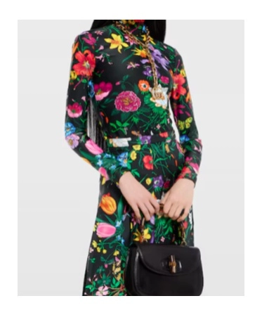 Gucci Printed Sparkling Jersey Turtleneck Top
