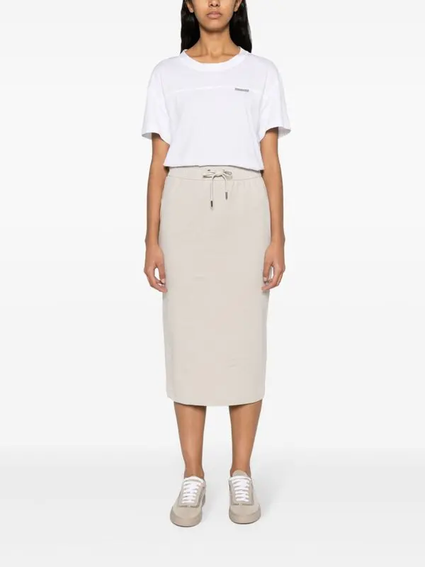 Brunello Cucinelli Midi Pencil Skirt With Drawstring Waist