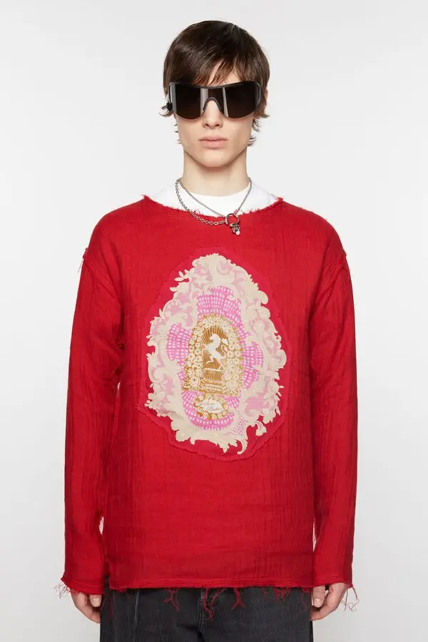 Acne Studios Patch-detail Linen-blend T-shirt
