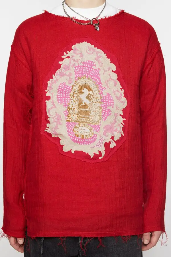 Acne Studios Patch-detail Linen-blend T-shirt