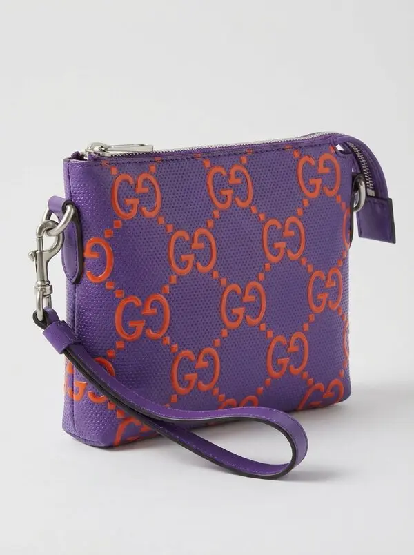 Gucci Printed Embossed Small Shoulder Bag - Purple