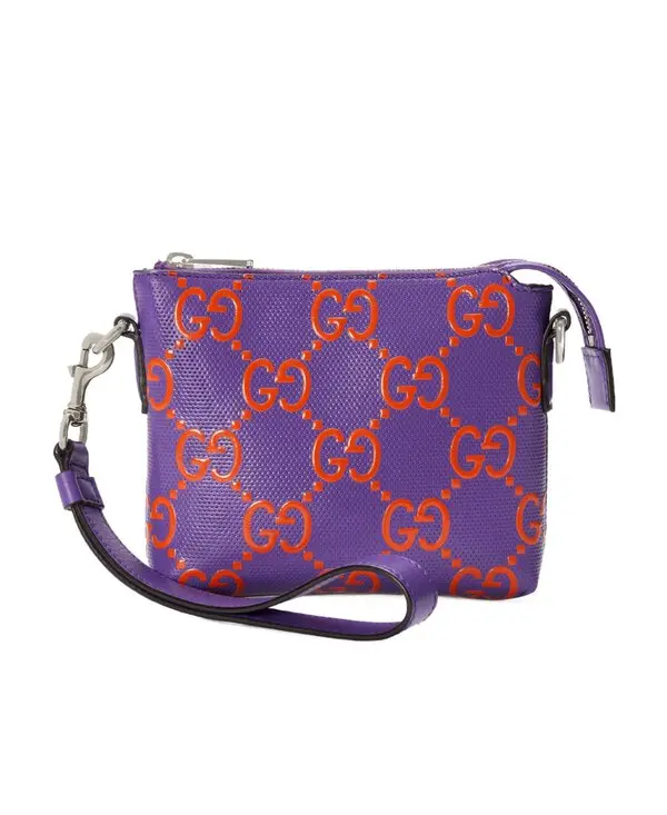 Gucci Printed Embossed Small Shoulder Bag - Purple