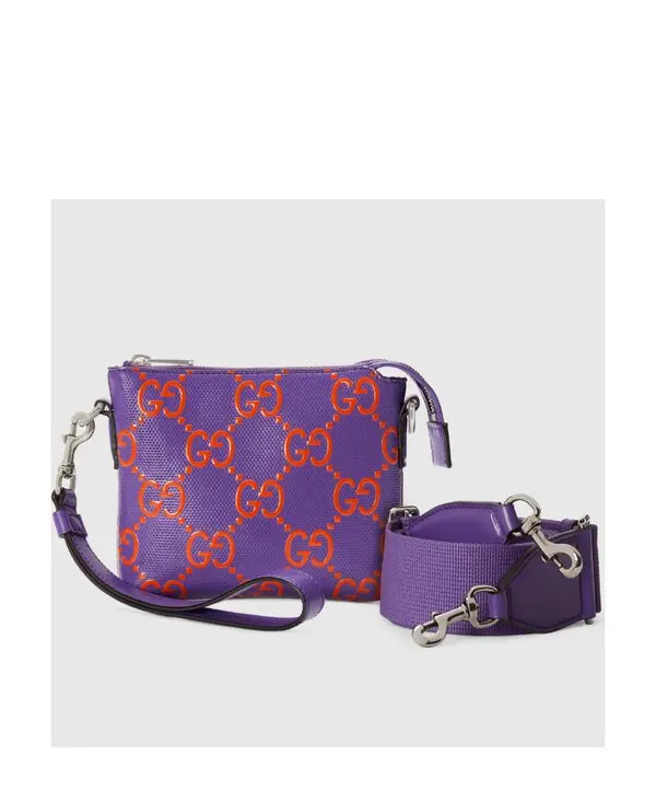 Gucci Printed Embossed Small Shoulder Bag - Purple