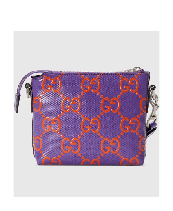 Gucci Printed Embossed Small Shoulder Bag - Purple