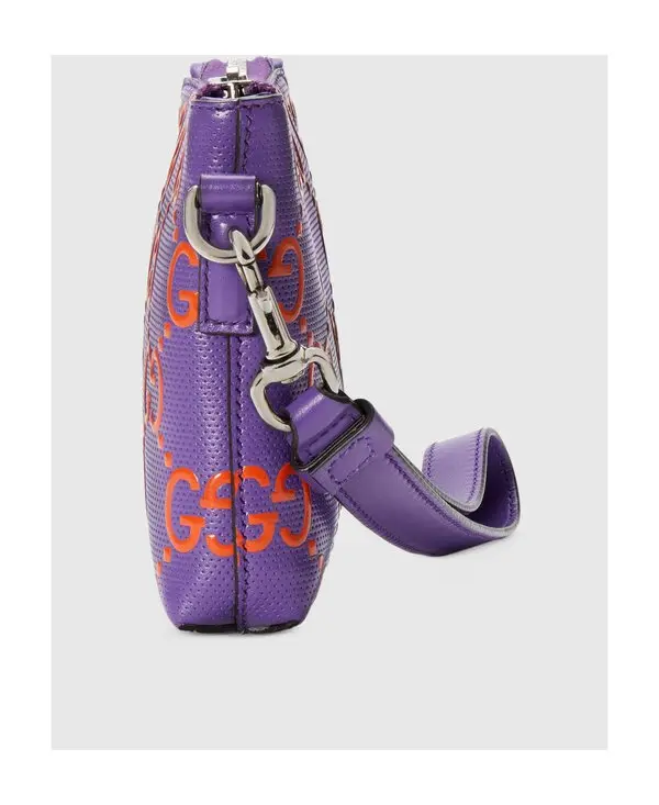 Gucci Printed Embossed Small Shoulder Bag - Purple