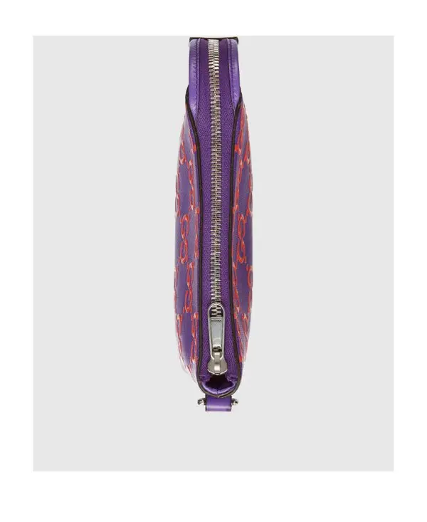 Gucci Printed Embossed Small Shoulder Bag - Purple