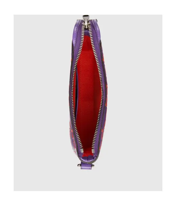 Gucci Printed Embossed Small Shoulder Bag - Purple