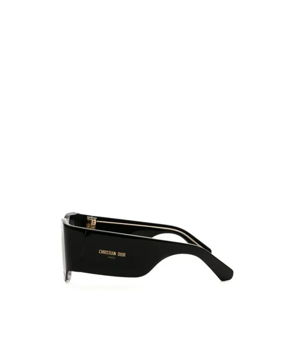 Dior Full Frame Sunglasses With Patterned Temples - Black