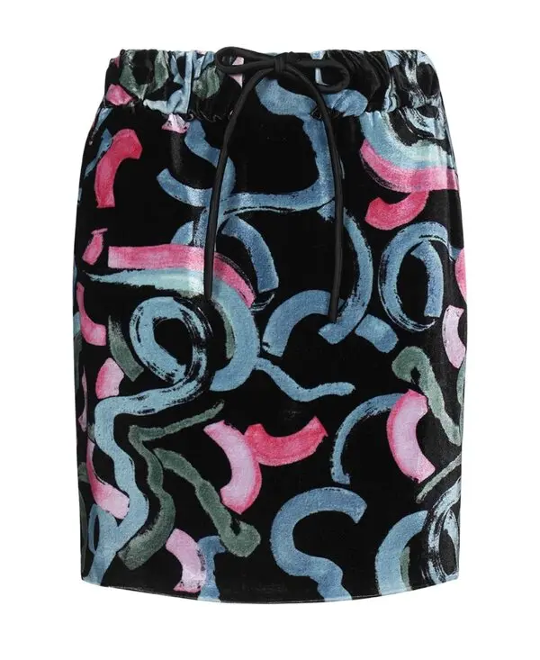 Emporio Armani Printed Velvet Skirt - Black