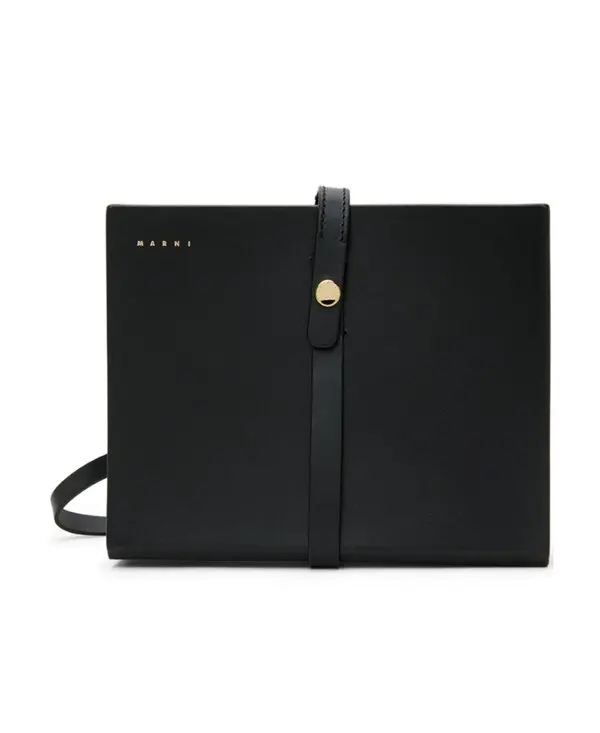Marni Calf Leather Clutch Bag With Ring Strap
