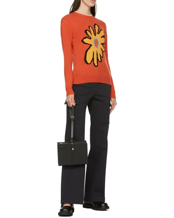 Marni Calf Leather Clutch Bag With Ring Strap