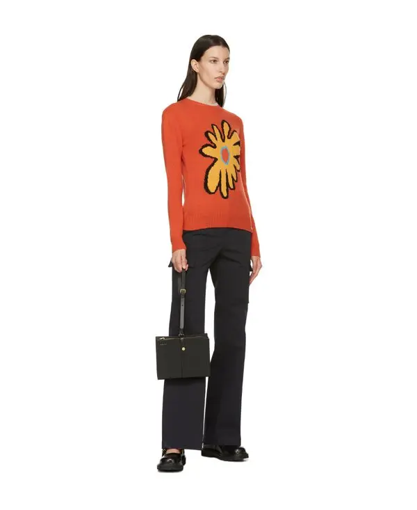 Marni Calf Leather Clutch Bag With Ring Strap