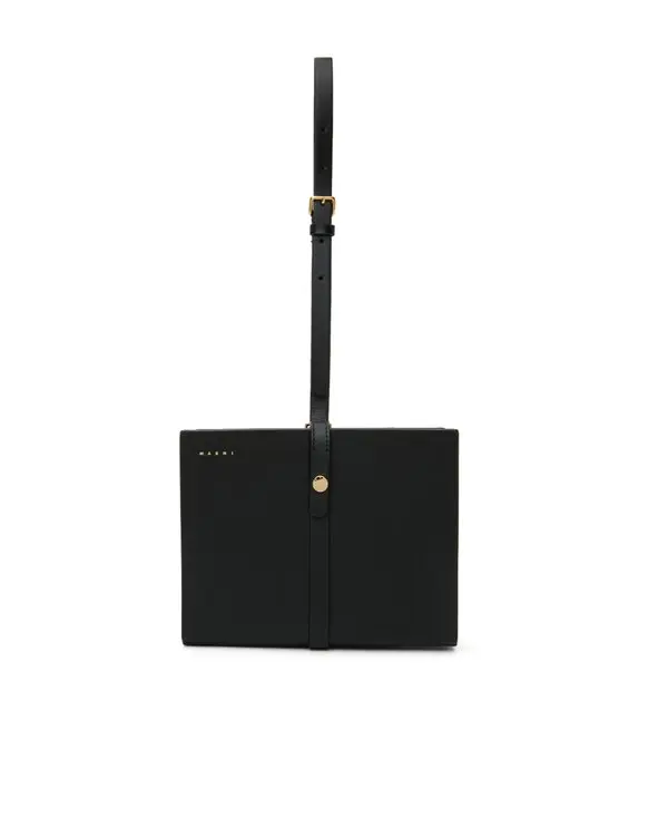 Marni Calf Leather Clutch Bag With Ring Strap