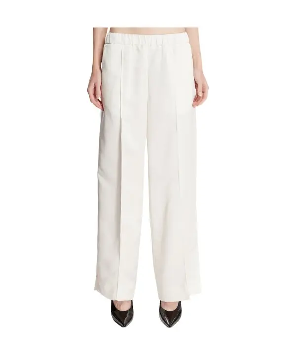 JIL SANDER Elastic Waist Trousers With Center Crease - White