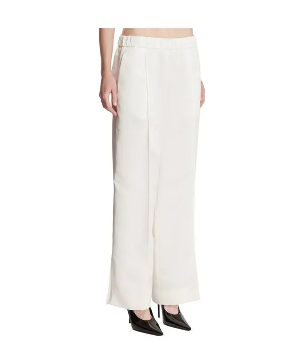 JIL SANDER Elastic Waist Trousers With Center Crease - White