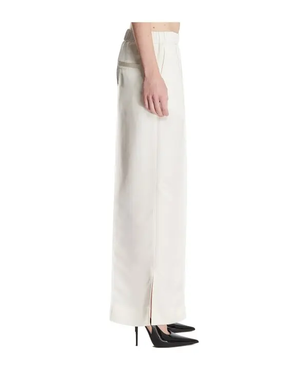 JIL SANDER Elastic Waist Trousers With Center Crease - White