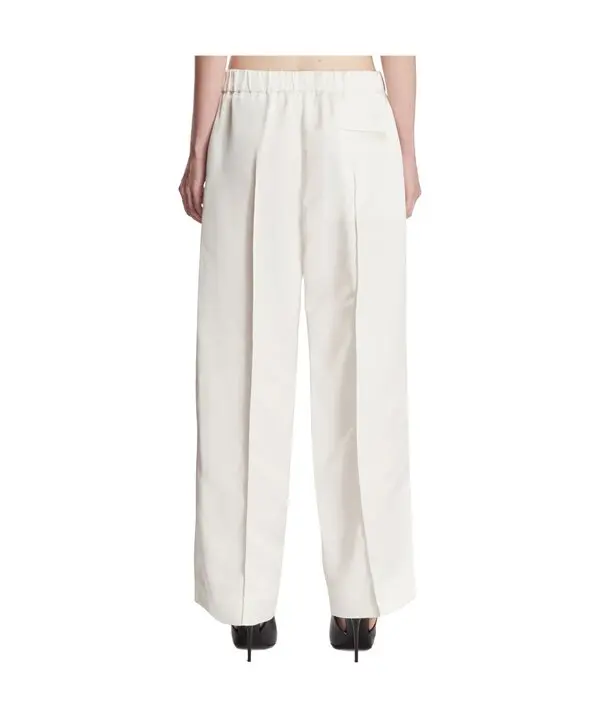 JIL SANDER Elastic Waist Trousers With Center Crease - White