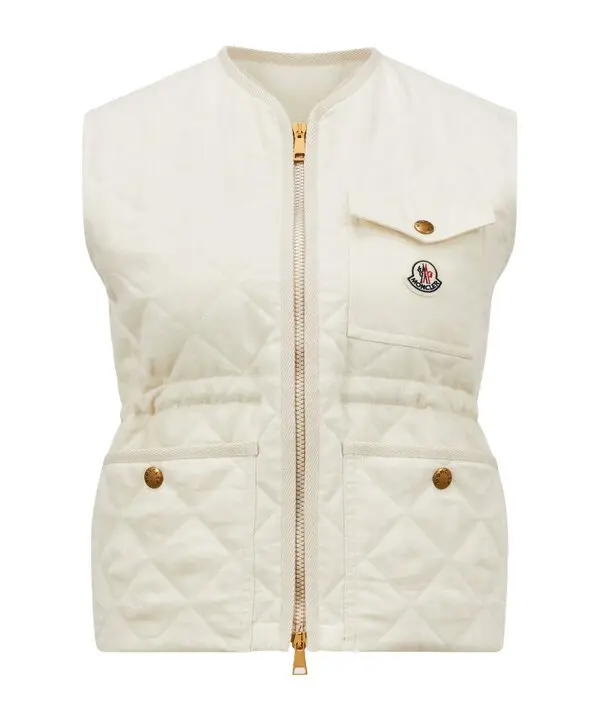 Moncler Vigny Diamond-quilted Padded Gilet - Beige