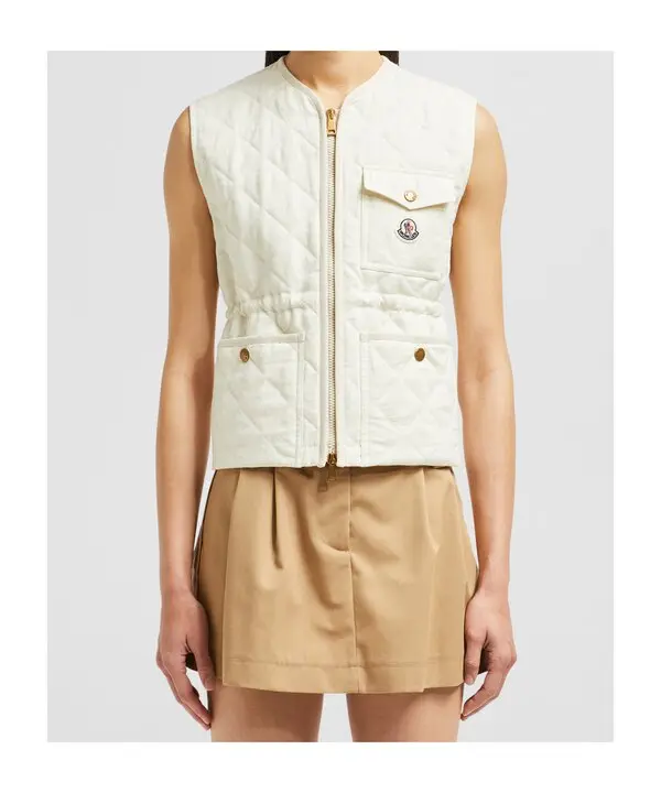 Moncler Vigny Diamond-quilted Padded Gilet - Beige