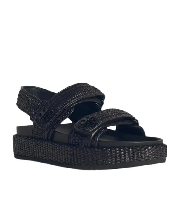 Tory Burch Kira Woven Dual-band Sport Sandals - Black