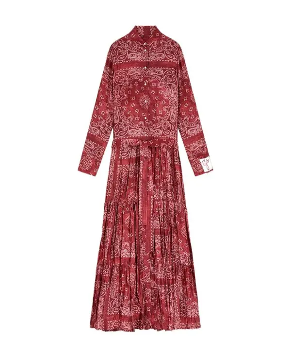 GOLDEN GOOSE Paisley Print Viscose Shirt Dress - Red