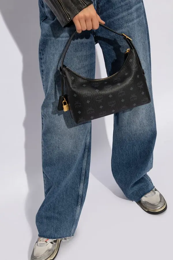 Mcm Small Hobo Shoulder Bag - Black
