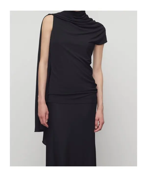 THE ROW Isadra Sculptural Draped Crepe Jersey Top