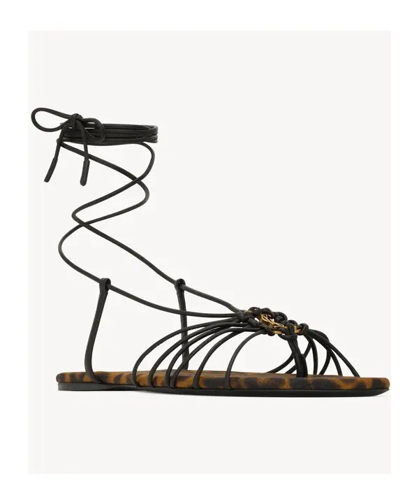 Saint Laurent Babylone Logo Plaque Sandals - Black