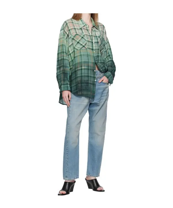 R13 Drop Neck Plaid Shirt