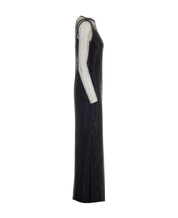 Max Mara Long Sleeve Mesh Detail Dress