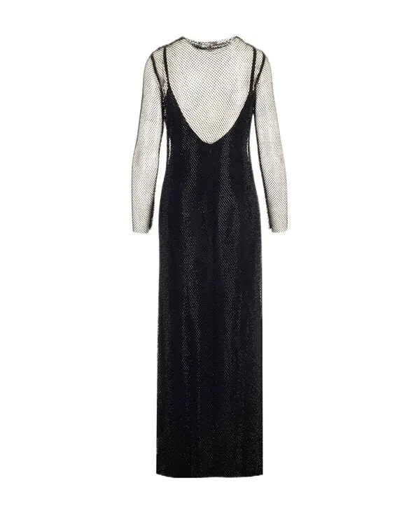 Max Mara Long Sleeve Mesh Detail Dress